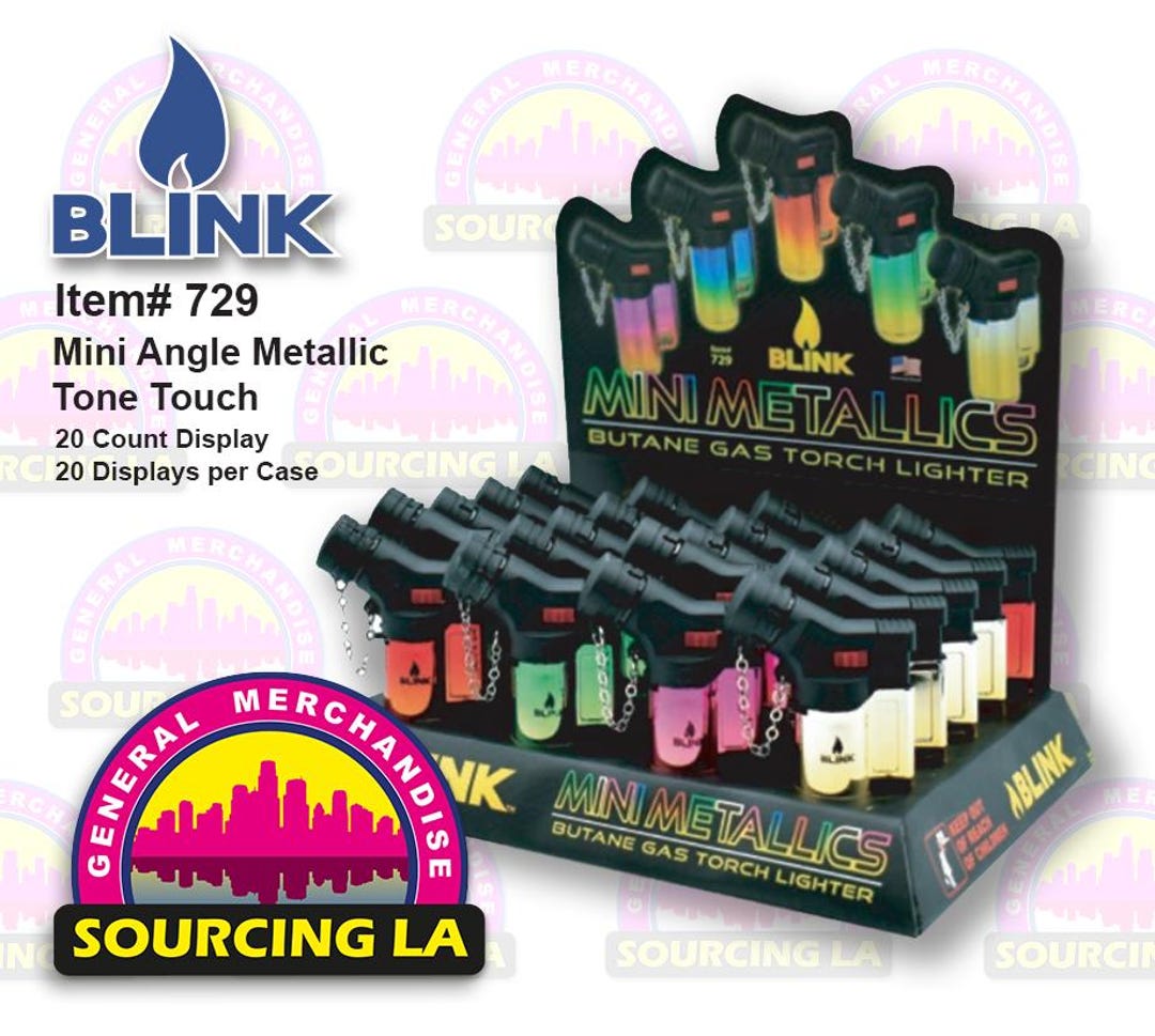 Mini Butane Torch Lighter - 20ct Angle Blink, Metallic Finish ...