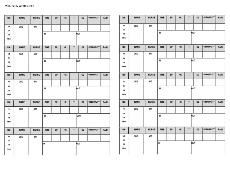 Vital Sign Worksheet - Etsy