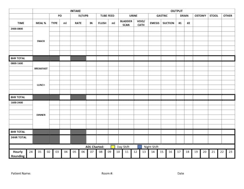 Nursing Intake and Output & Hourly Rounding Sheet - Etsy