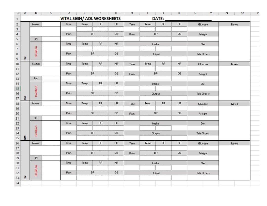 ADL & Vital Sign Log - Etsy