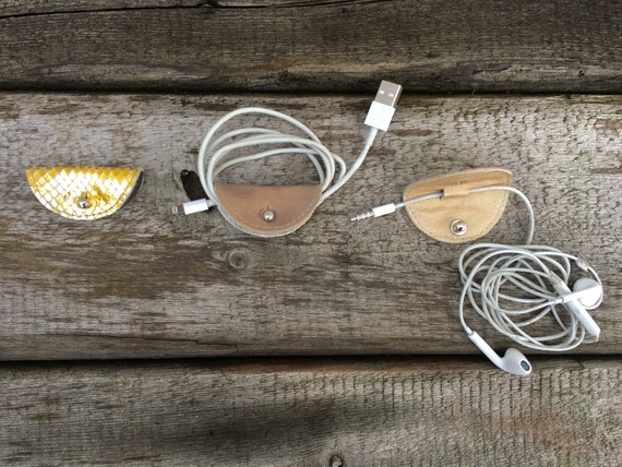 Kabelbinder silber Leder Organizer Earpods | Etsy