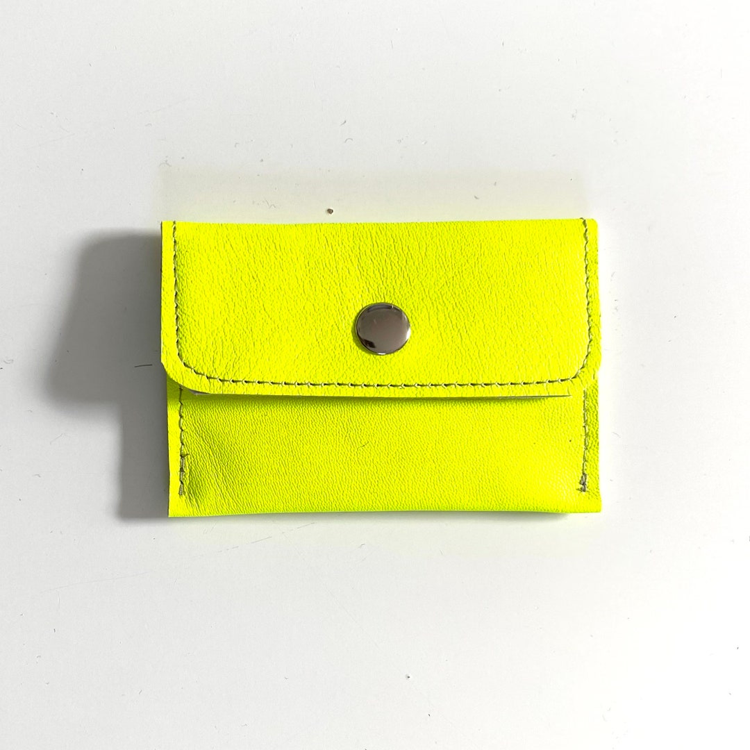 Card Case, Leather, Neon Yellow, Wallet, Business Card Holder 10 X 7 Cm ...