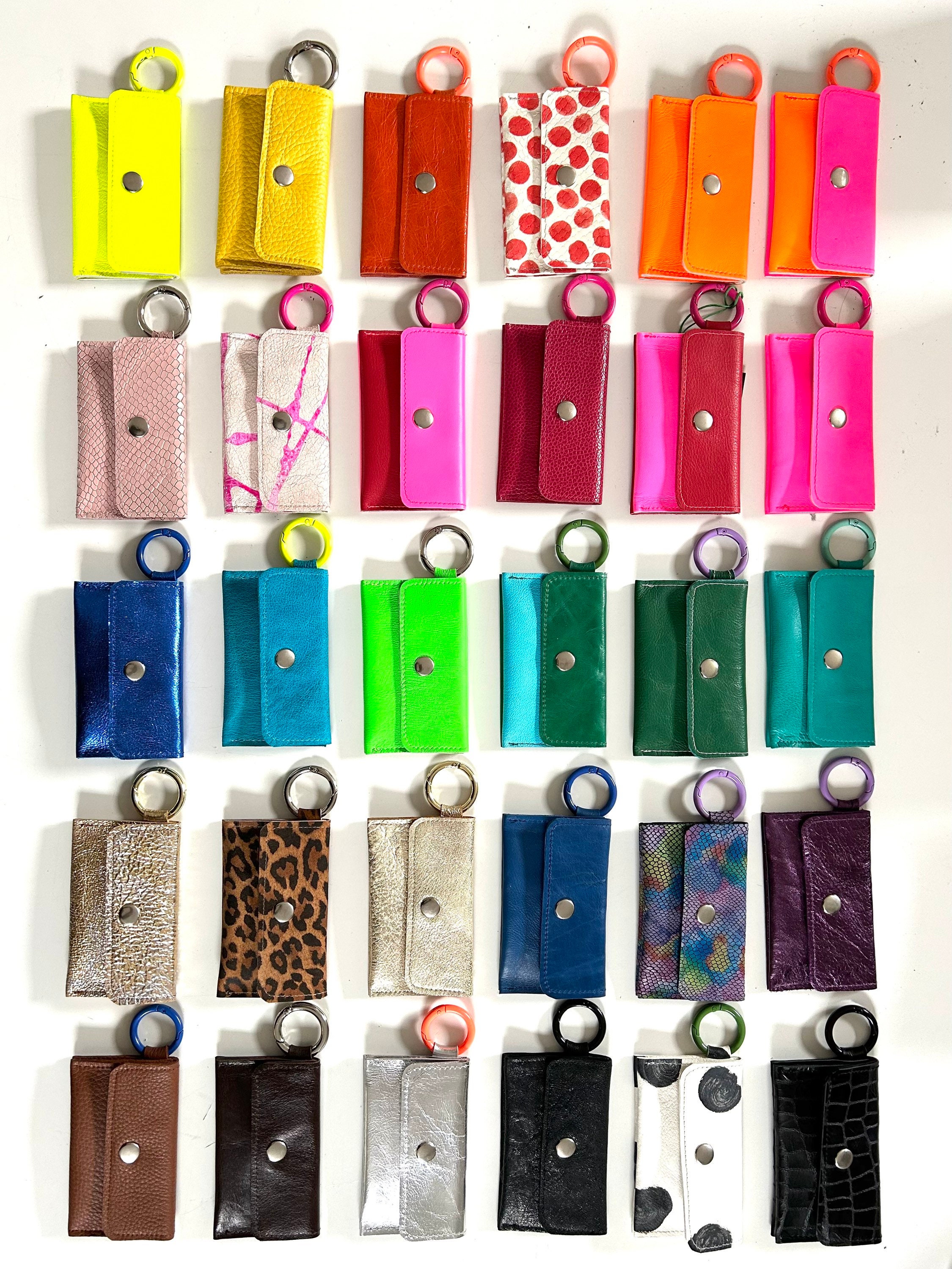 Mini Wallet Neon Pink and Orange With 3 Compartments Made of Leather ...