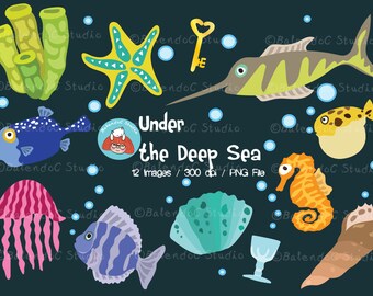 Under The Sea Digital Clipart and Papers Sea Animals Clipart