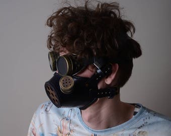 Steampunk Mask Leather Respirator Motorcycle Gas Mask | Etsy