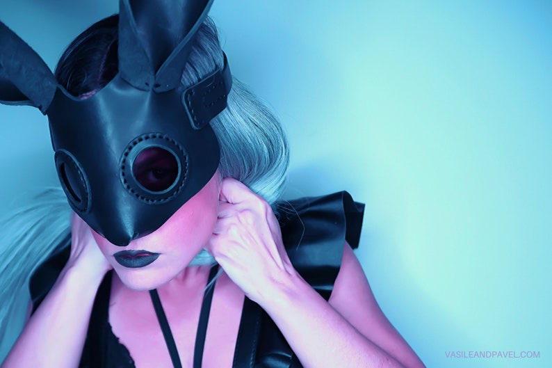 Black Leather Rabbit Mask Sexy Mask Playboy Mask BDSM Mask - Etsy
