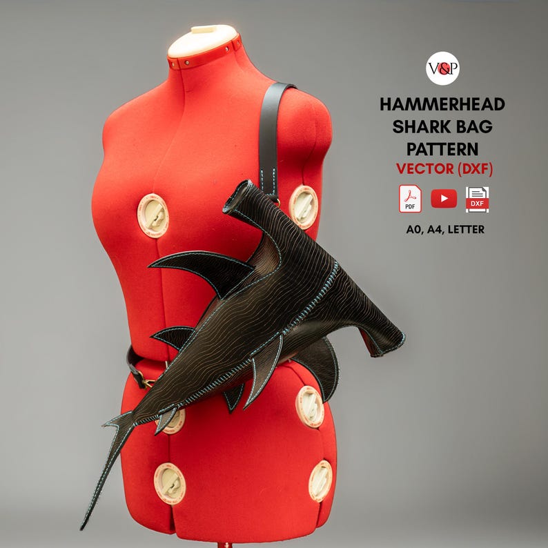 PDF Pattern + DXF + Video for Hammerhead Shark Bag by Vasile and Pavel ...