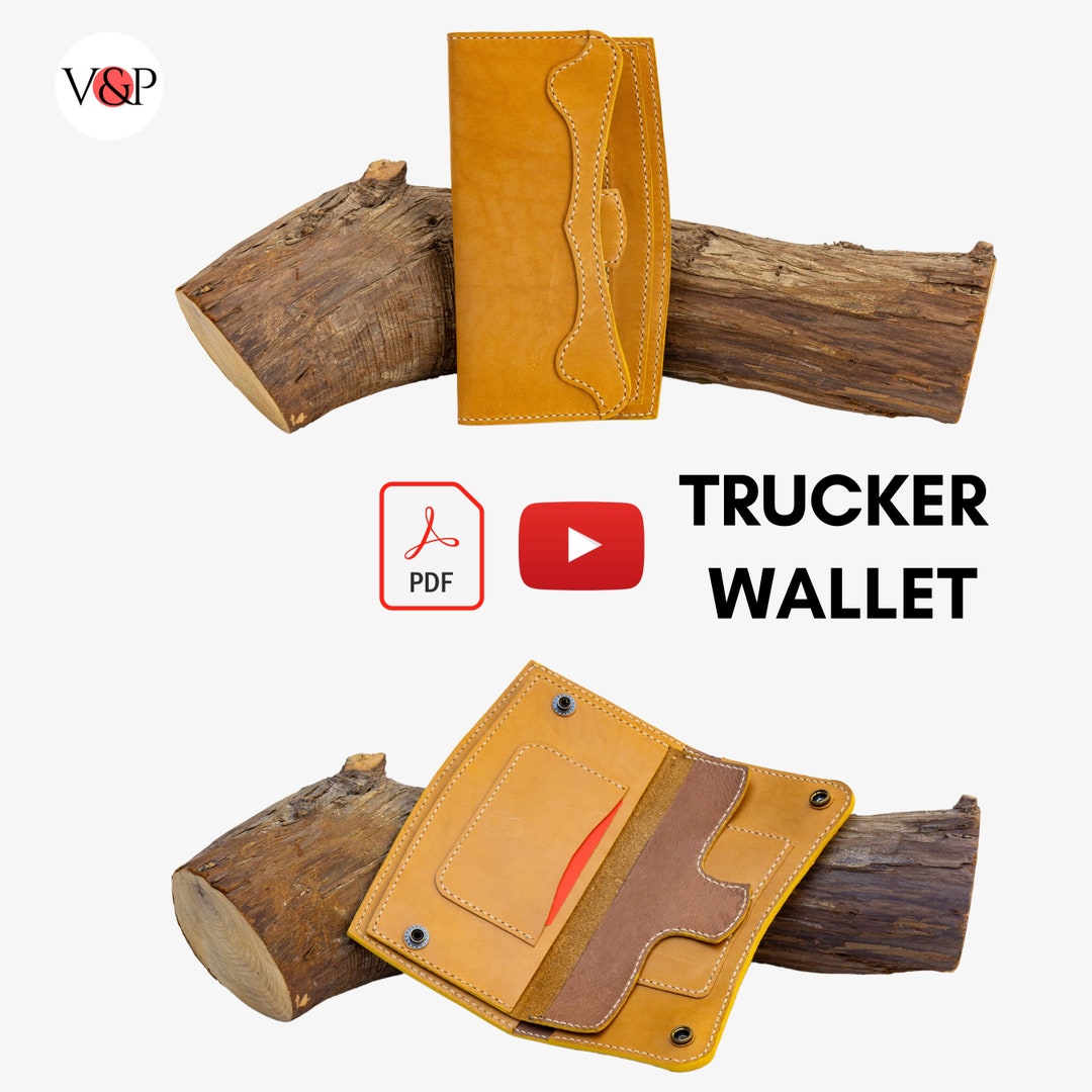 PDF Pattern Trucker Wallet No 6, Biker Leather Wallet, DIY Leather ...