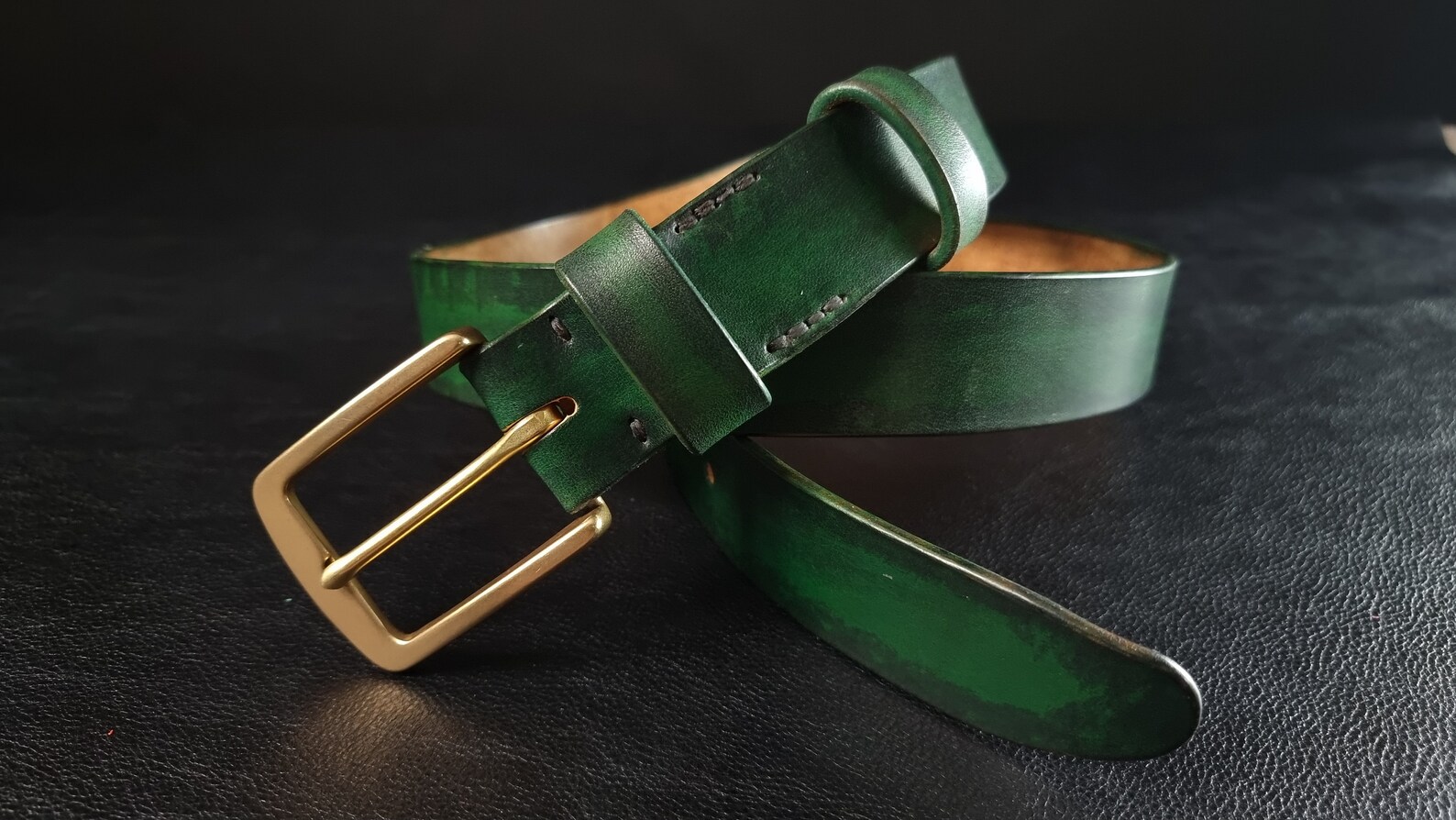 Handmade Leather Belt Green Leather Belt Quality Leather | Etsy