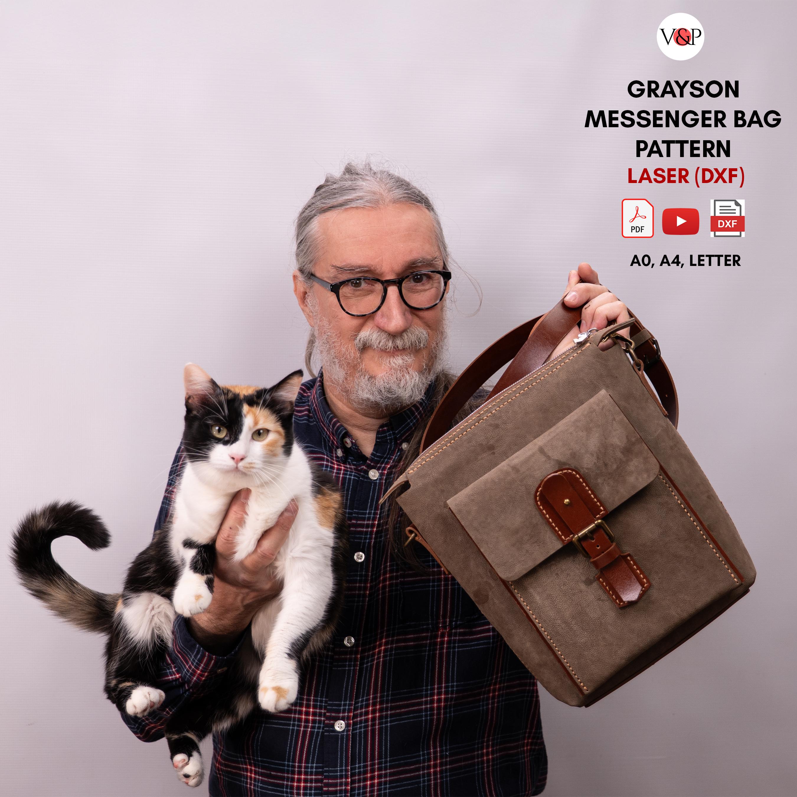 PDF + VIDEO + DXF Grayson Messenger Bag Leather Pattern - Etsy