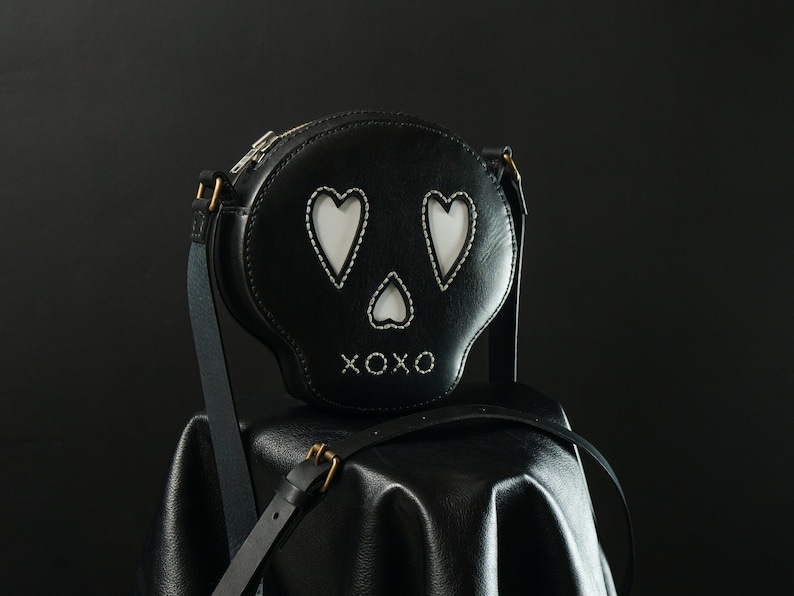 Skull Leather Bag, Goth Bag, Cosplay Accessory, Creepy Bag, Cosplay ...