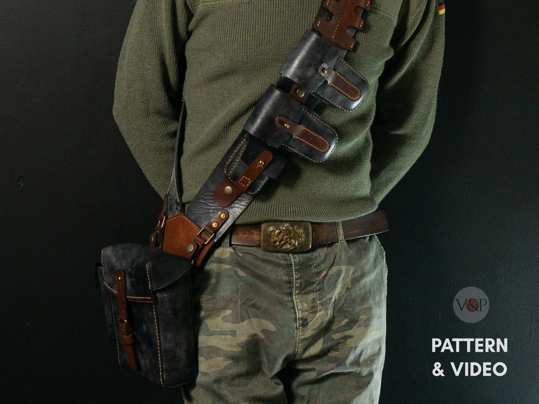 Steampunk Bandolier Chest Belt Pattern, DIY Leather, Leather Harness ...
