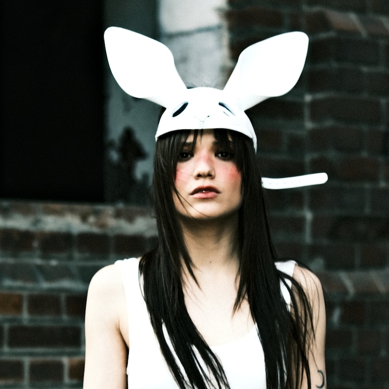 White Bunny Mask Valentine, Leather Rabbit Mask - Etsy