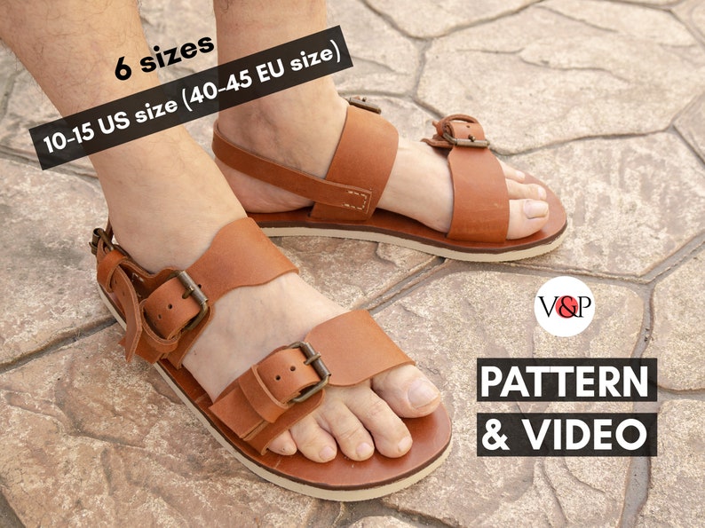 PDF Pattern Leather Sandals for Men, Video Tutorial, DIY Leather ...