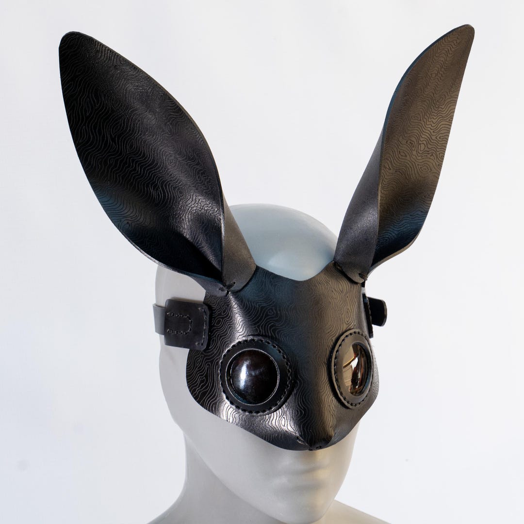 Leather Black Sexy Bunny Mask, One of a Kind, Hand-etched Texture ...