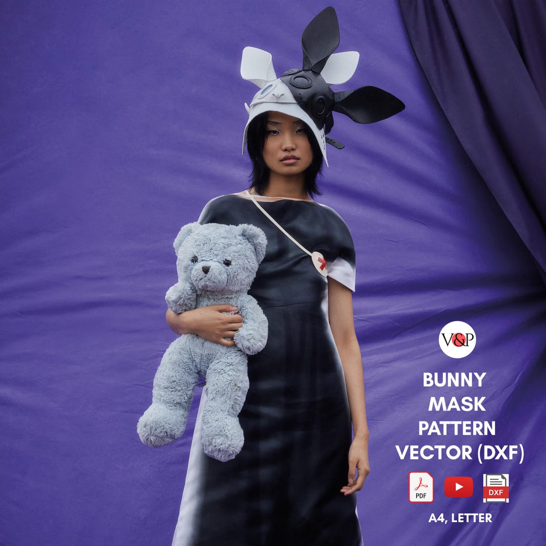 PDF Pattern, DXF for Bunny Mask, Leather Rabbit Mask, Instructional ...