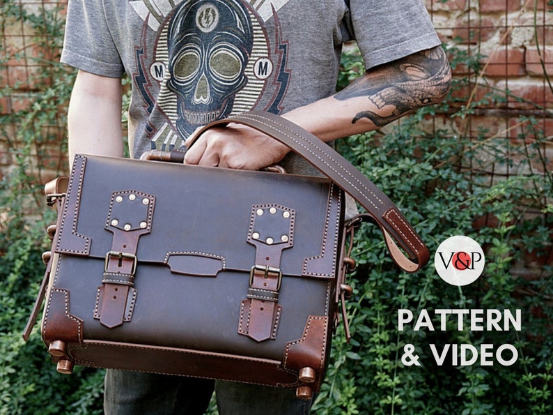 Steampunk Bag Pattern, Travel Bag for Men, Laptop Leather Bag, PDF ...