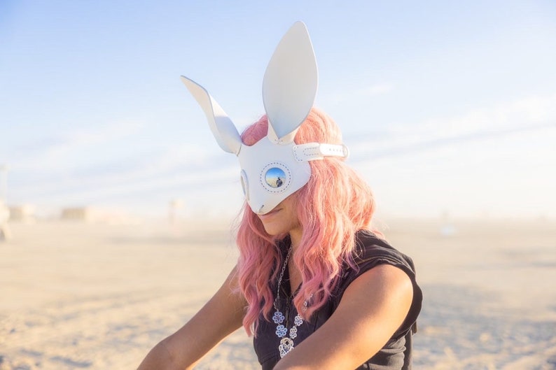 White Bunny Mask Valentine Leather Rabbit Mask - Etsy
