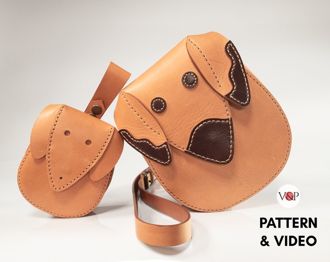 Leather Bag PDF Pattern, Video Tutorial, Dog Bag DIY Gift, Animal Shape ...
