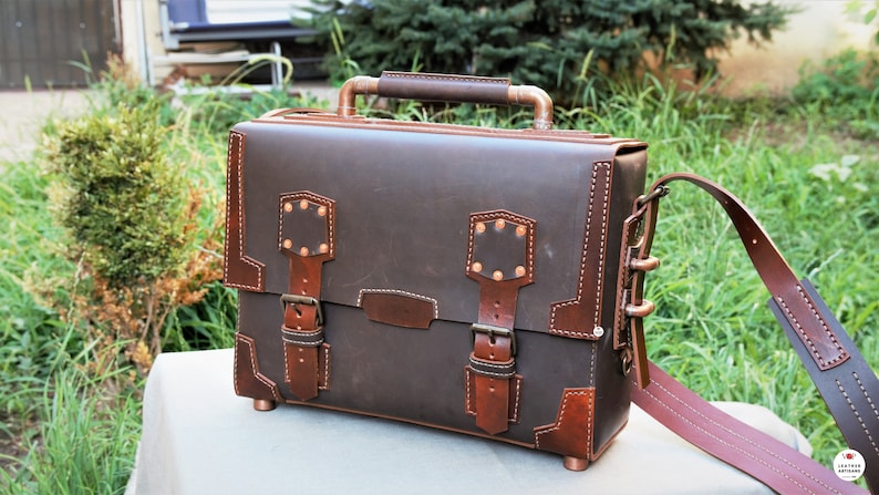 Steampunk Bag Pattern Travel Bag for Men Laptop Leather Bag - Etsy