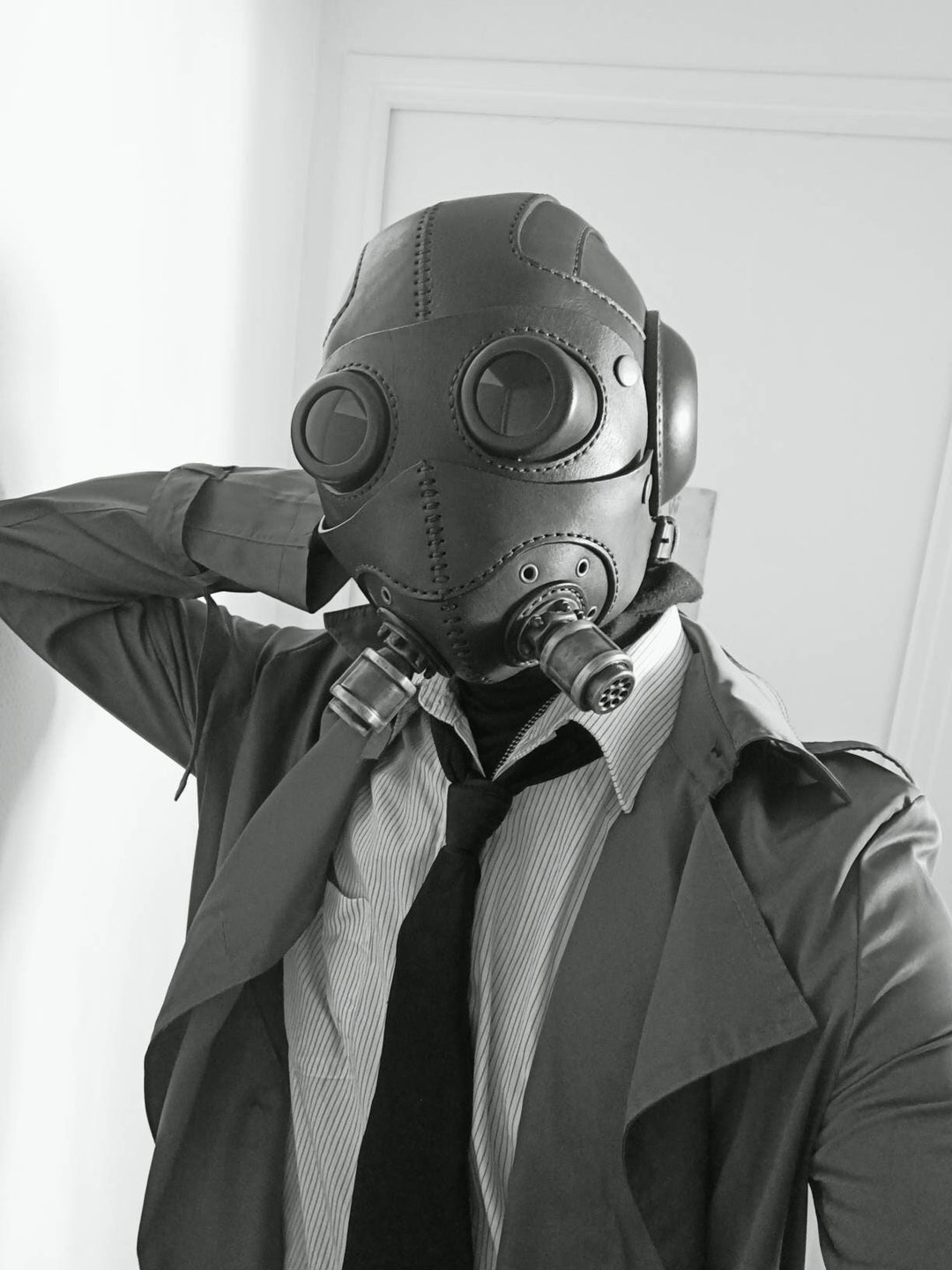 Dust Angel Steampunk Industrial Leather Mask Black, Cybergoth Leather ...