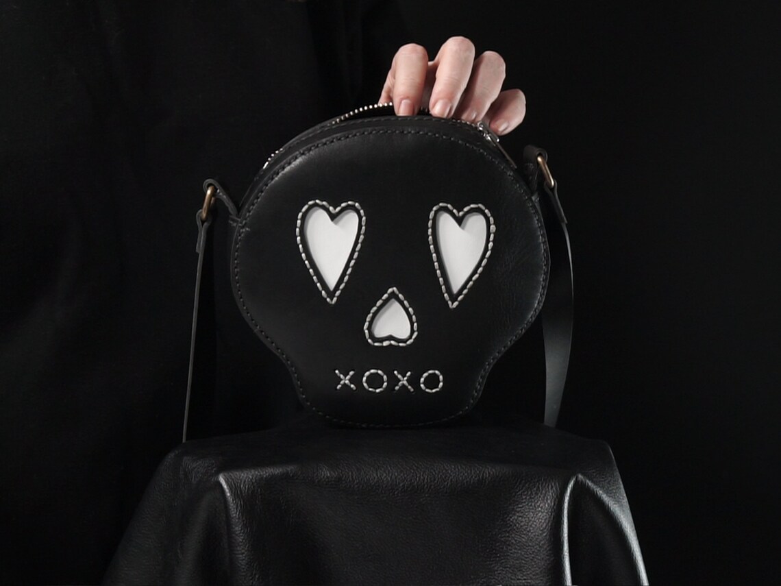 Skull Leather Bag Goth Bag Cosplay Accessory Creepy Bag | Etsy