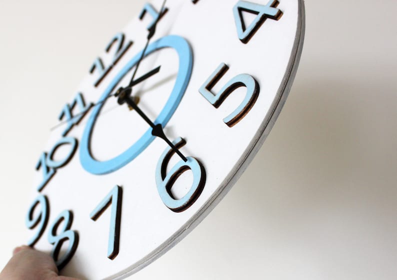 Large Sky Blue Wall Clock Kids Room Wall Decor Children Room ...