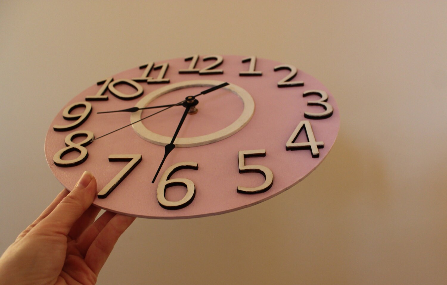 Wall Clock Large Pink Wall Clock Kids Room Wall Decor Children Room ...
