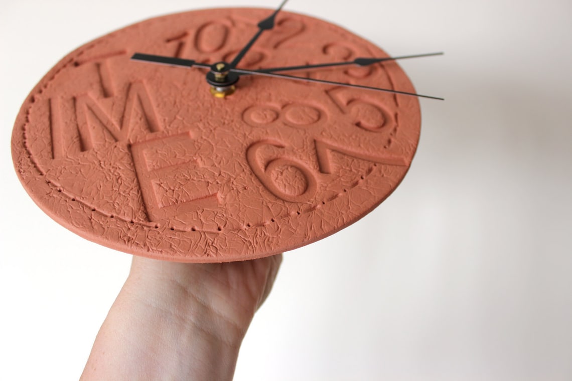 Wall Clock, Modern Wall Clock,clay Wall Clock, Leather Wall Clock - Etsy