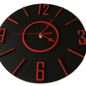 Large Round Wall Clock for Home Office Black Red Wall Decoration - Etsy