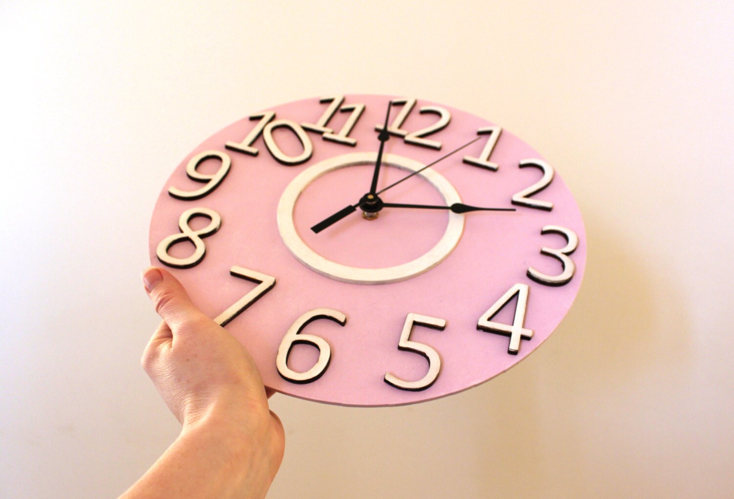 Wall Clock Large Pink Wall Clock Kids Room Wall Decor Children Room ...