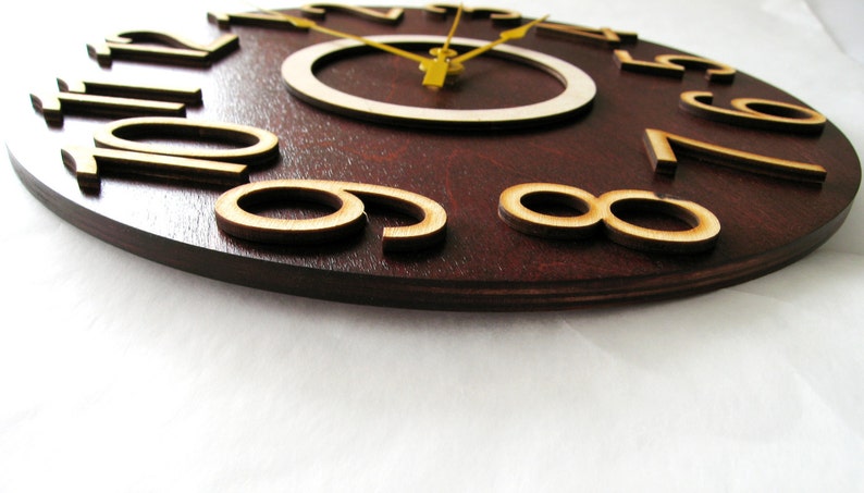 Round Large Brown Wall Clock Kids Home Office Kitchen Wall Art Children ...