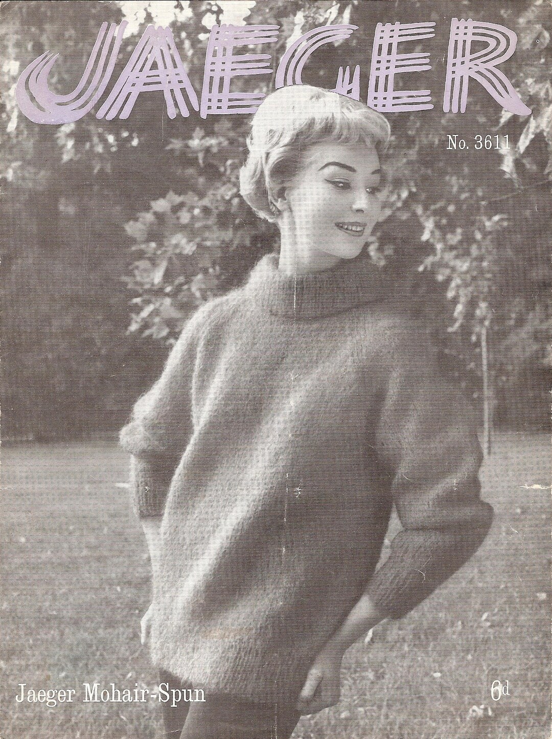 Jaeger 3611 Raglan Sweater - 34"-38" Bust - Vintage 1950s Knitting ...