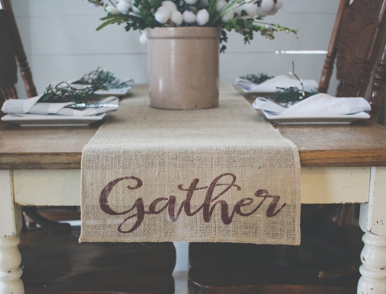 Gather Natural Burlap Table Runner Table Runner Farmhouse | Etsy