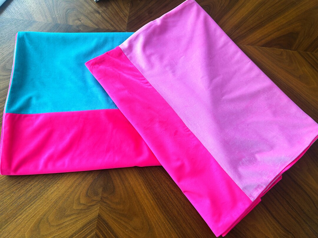 Baby Candy Pink Bed Runner With Hot Pink Border, Velvet Runner ...