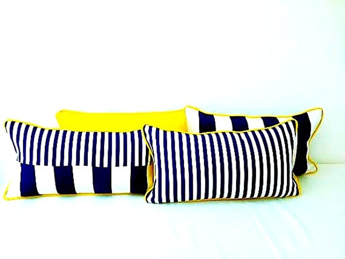 Nautical Style Stripes Blue Stripes on White Beach Style | Etsy