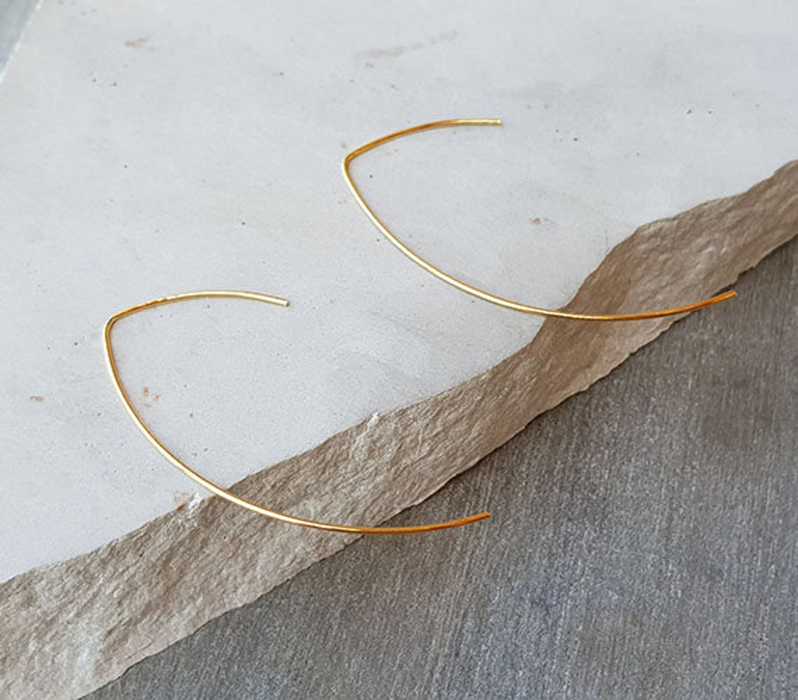 Gold Arc Ear Threaders Open Hoop Earrings Threader Earrings | Etsy