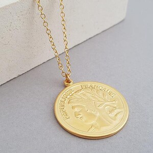 Gold Long Necklace Big Coin Necklace Medallion Necklace - Etsy