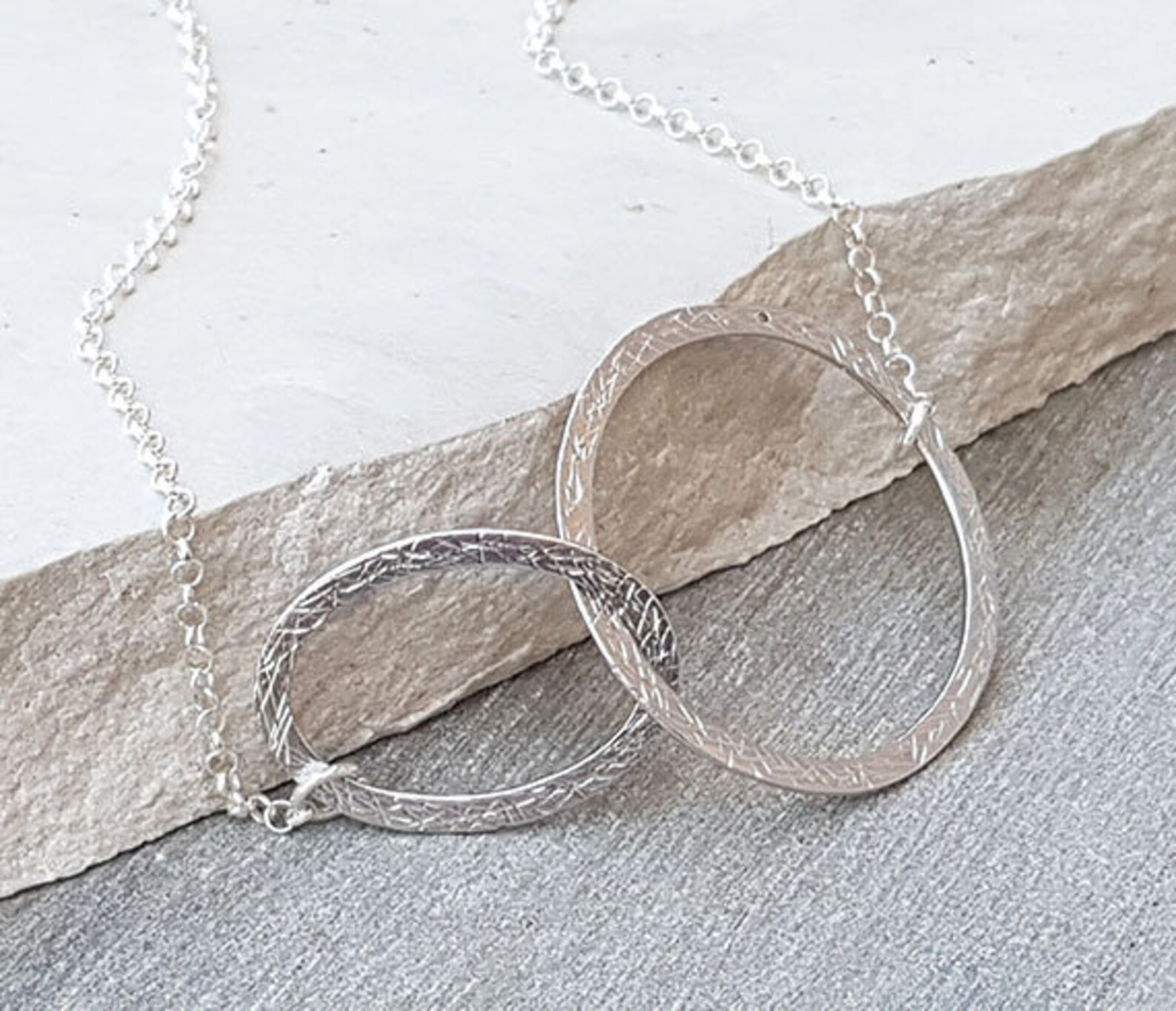 Best Friend Necklace Silver Double Circle Necklace - Etsy Israel