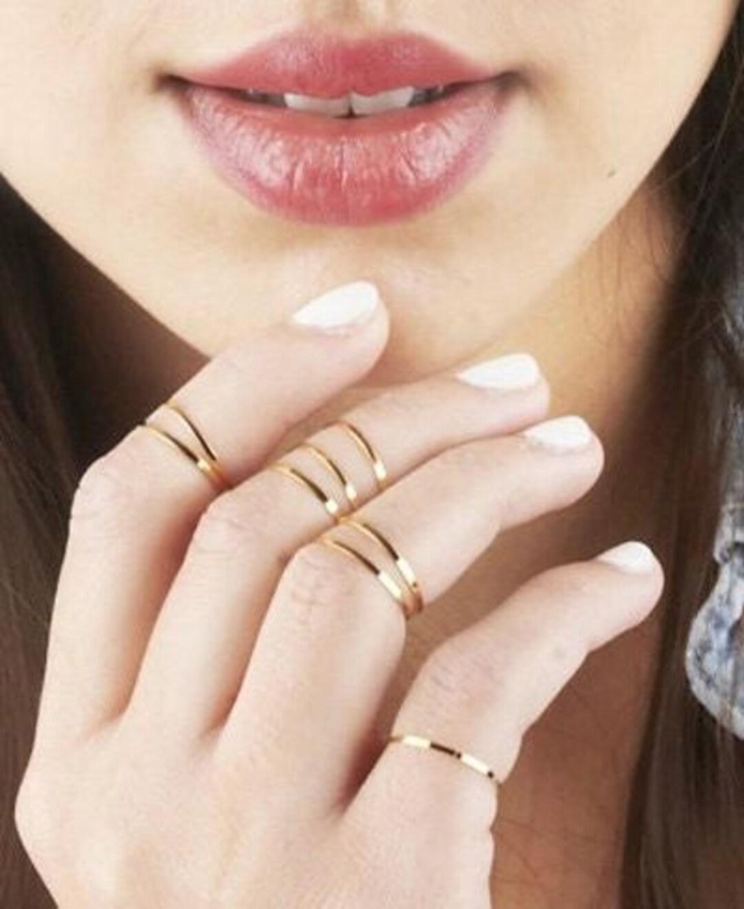Sale Stacking Rings, Gold Ring, Thin Midi Rings, Set of 24 Stack ...