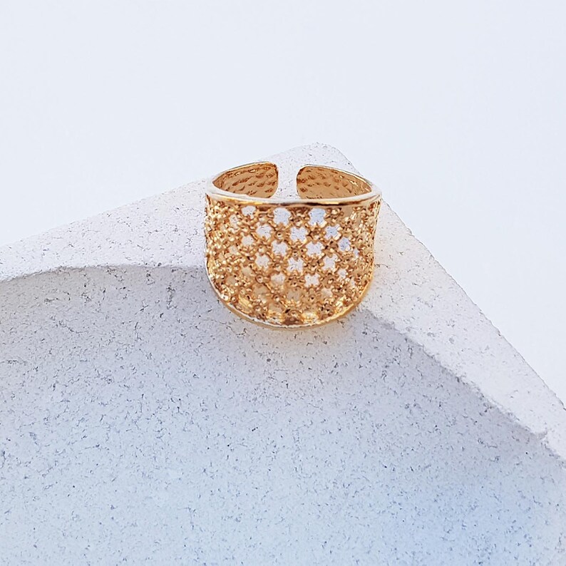 Dainty Design Ring Unique Rings Fine Gold Ring Lace Ring | Etsy
