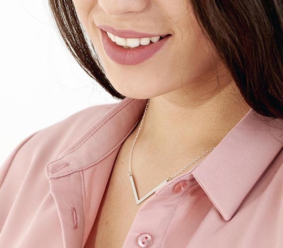 V Shaped Sterling Silver Necklace Simple Chevron Necklace - Etsy Israel