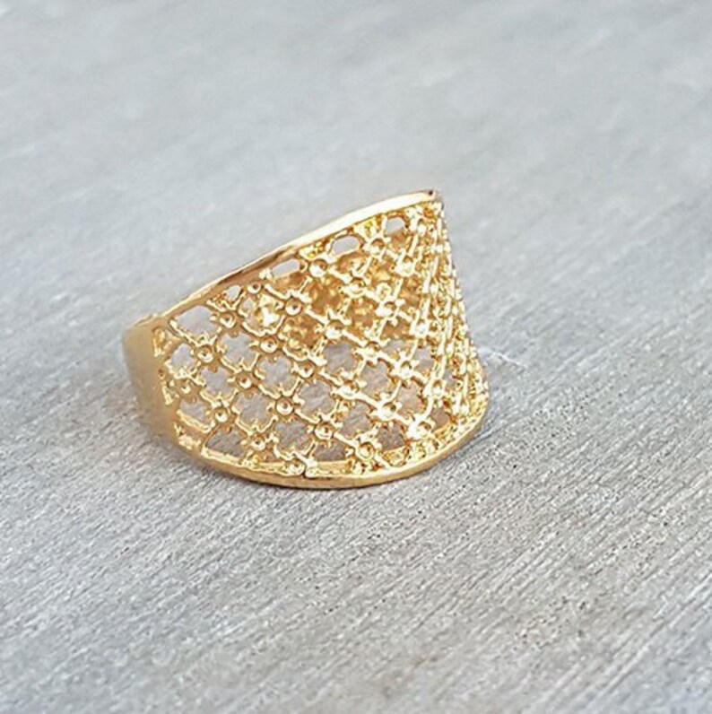Dainty Design Ring Unique Rings Fine Gold Ring Lace Ring | Etsy