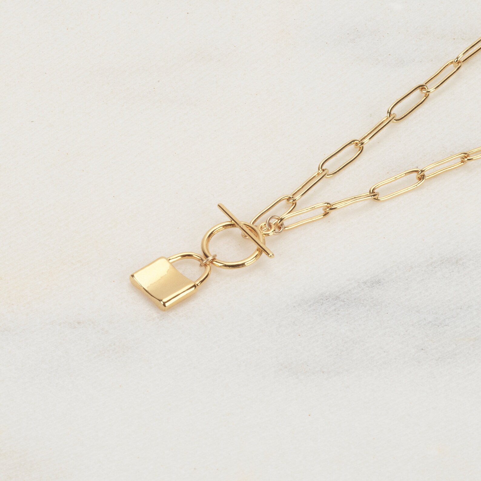 Gold Lock Charm Necklace, 14k Gold-filled Paperclip Chain - Etsy
