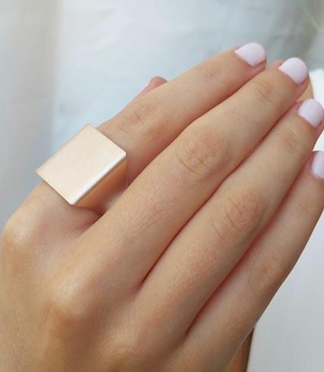 Rose Gold Square Ring, Classic Statement Ring, Modern Everyday Ring ...