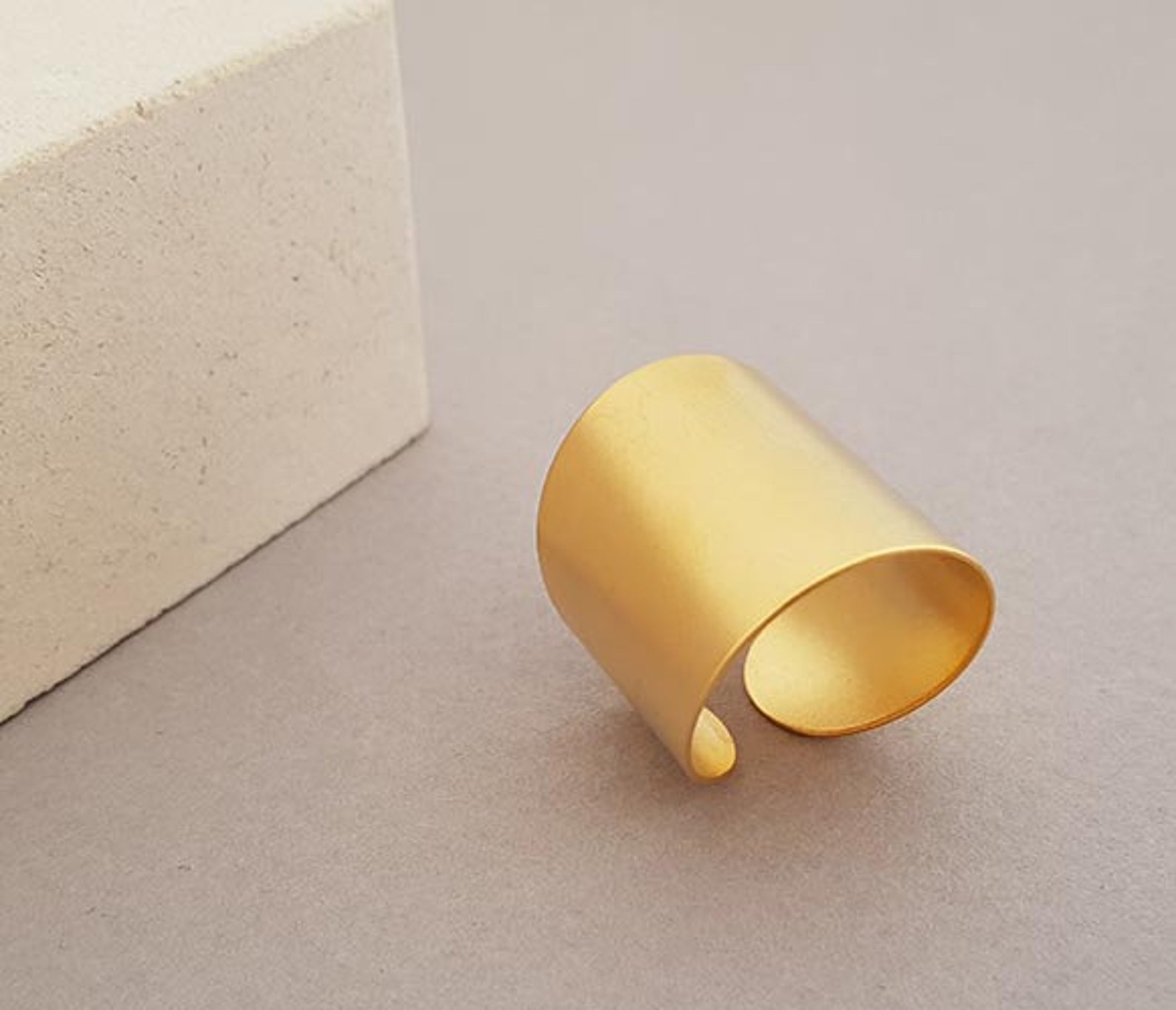 Gold Ring Wide Band Ring Adjustable Ring Tube Ring Simple | Etsy