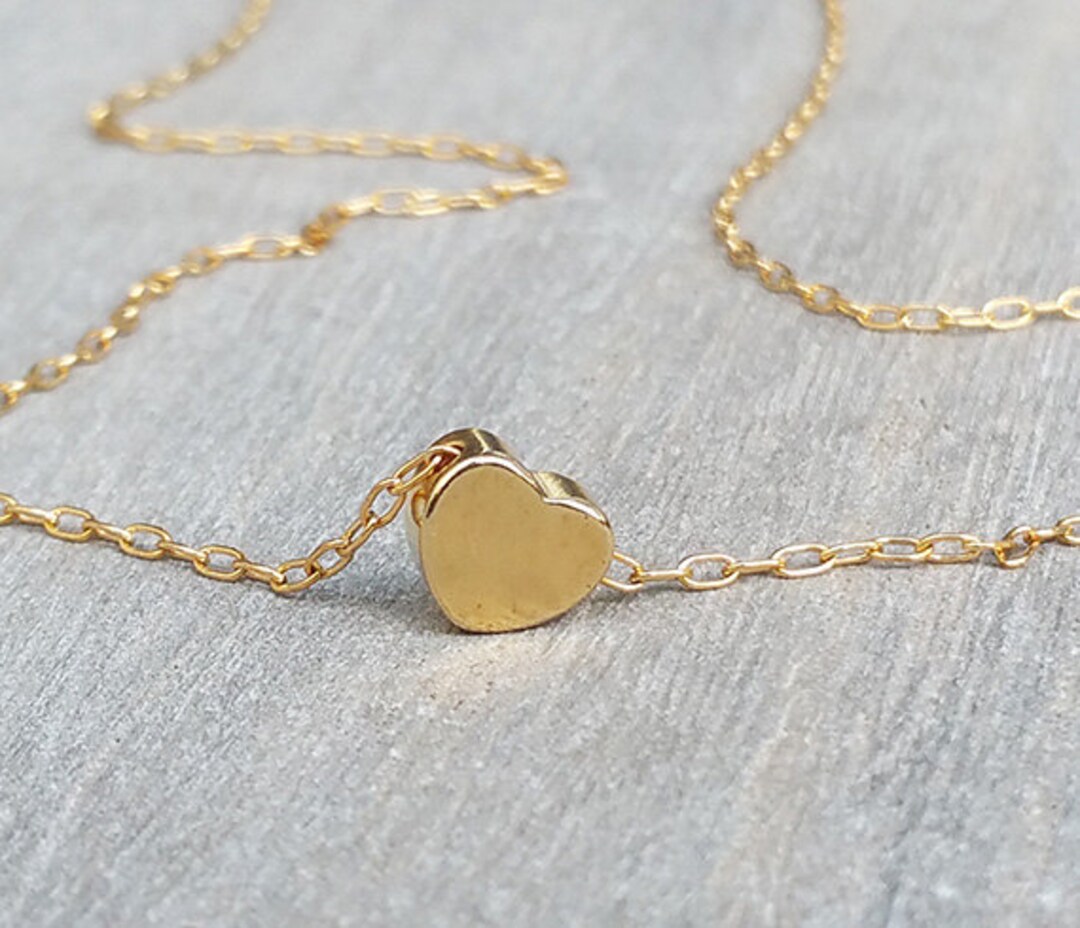Tiny Heart Necklace in Gold or Silver, Small Pendant Necklace, Mothers ...
