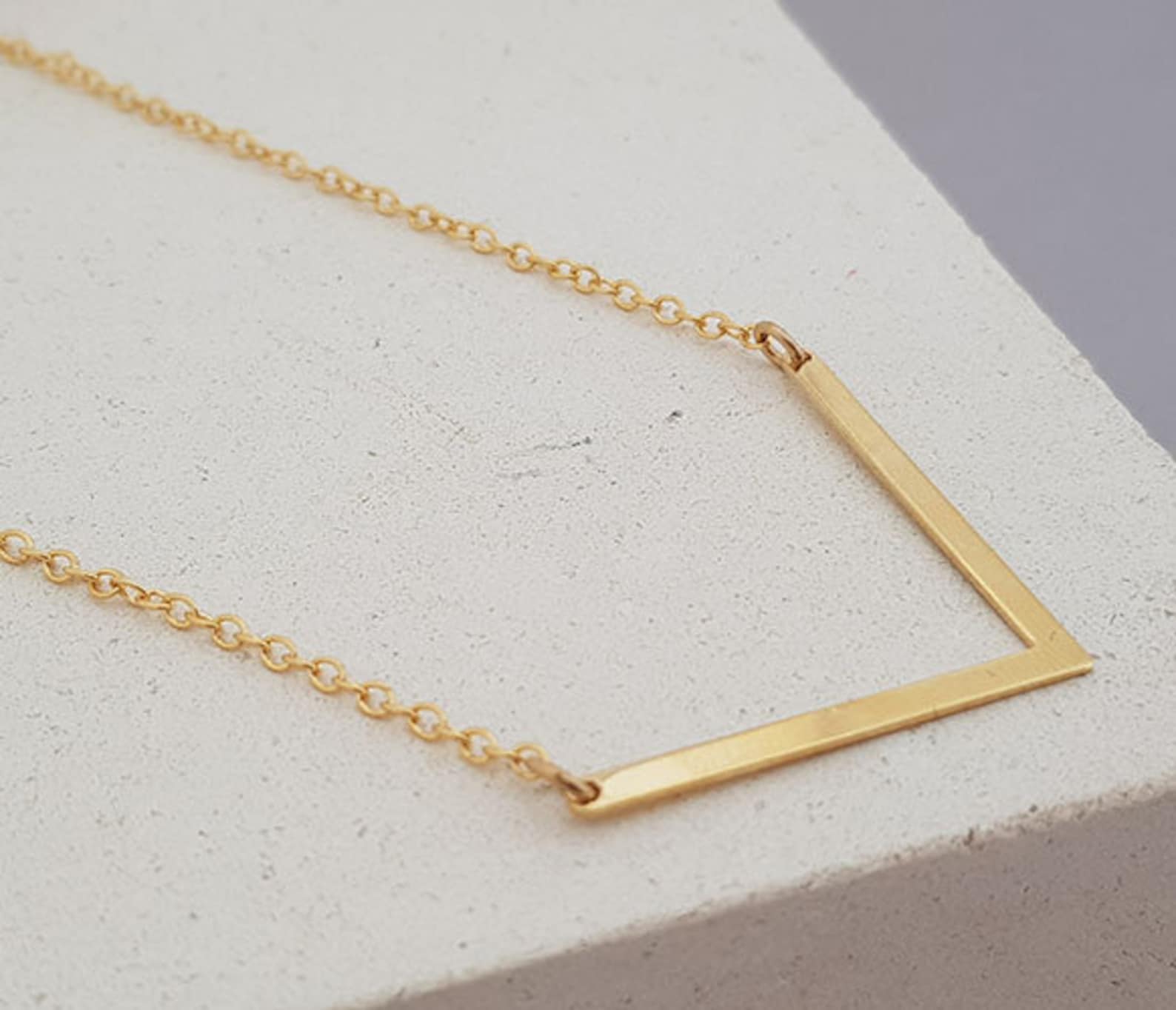 V Shaped Sterling Silver Necklace Simple Chevron Necklace - Etsy Israel