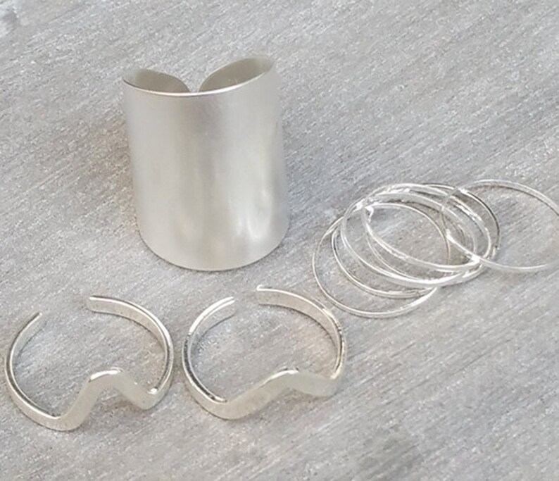 Silver knuckle rings Handmade rings Set of 9 silver stacking | Etsy