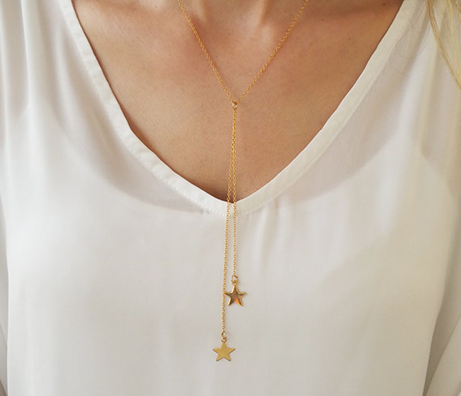 Gold Y Necklace Gold Long Necklace Drop Necklace Layered - Etsy